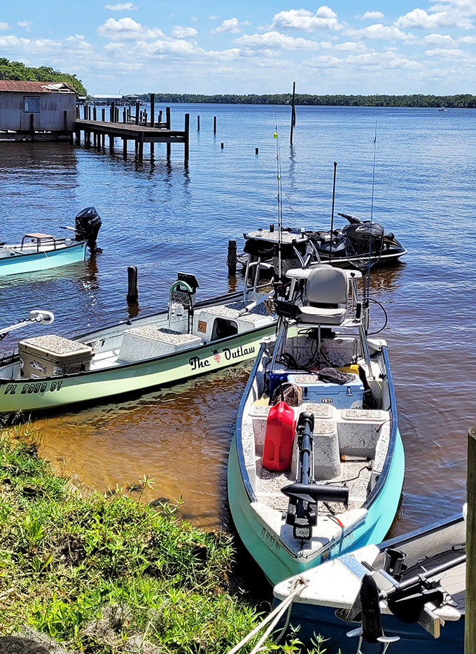 Fishing boats await their next expedition, bobbing gently at the dock while promising adventures and potential trophy catches.
