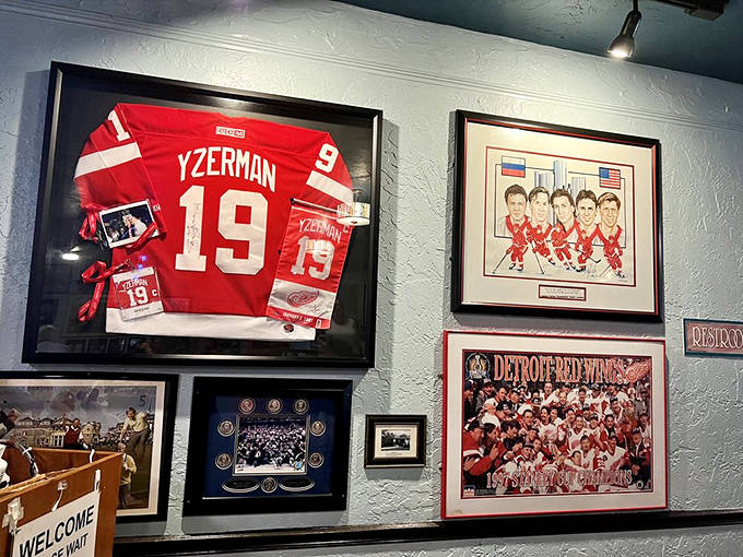 Sports memorabilia that tells the story of northern transplants bringing their team loyalties south &ndash; that Red Wings jersey has seen some celebrations.