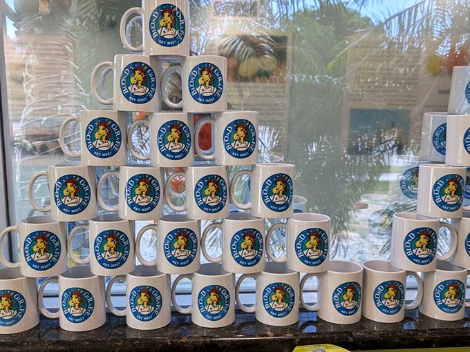 The mug pyramid displays the ultimate souvenir &ndash; a daily reminder of that transcendent Key lime experience.