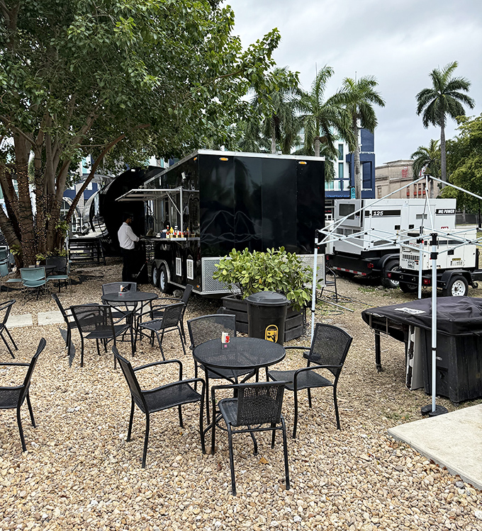 The outdoor patio where Miami's skyline competes with an airplane for your attention &ndash; and both win.