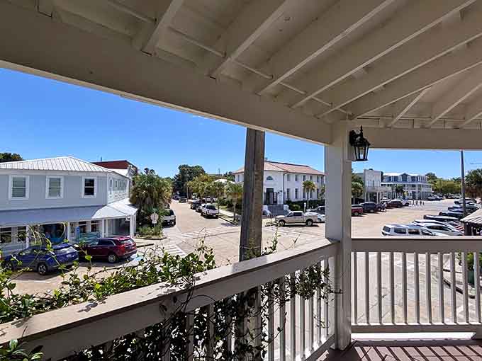The porch offers prime people-watching real estate where you can observe small-town Florida life between bites of exceptional food.