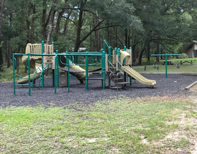 The playground offers young explorers a chance to dry off while conquering new heights after conquering the spring's cool depths.