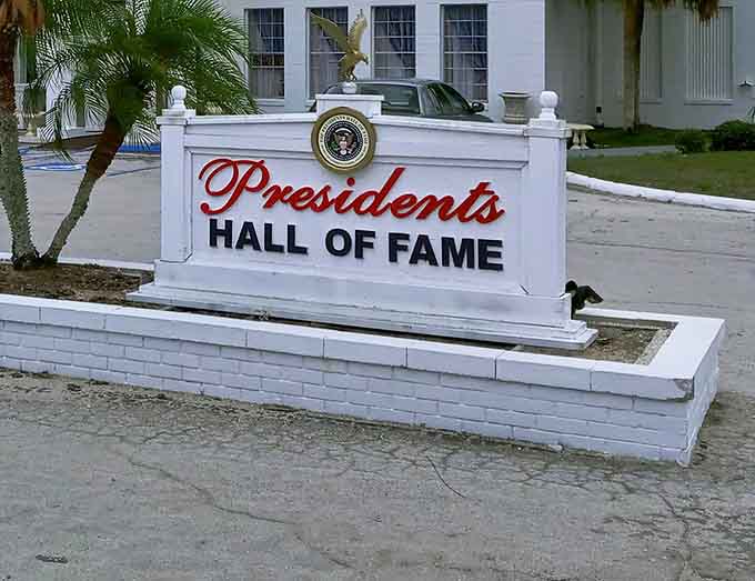 The Presidents Hall of Fame sign announces your arrival at this quirky slice of Americana, where history meets highway and everyone's invited to the party.