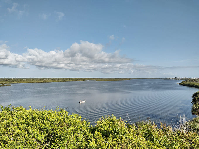The lagoon stretches endlessly, its calm waters reflecting clouds and sky, looking much as it did when Timucuan canoes glided across its surface.