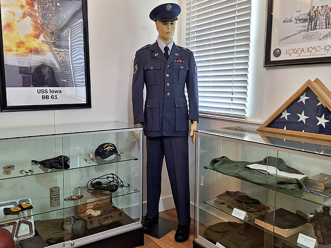 This Air Force dress uniform represents decades of service tradition, standing at attention with more discipline than most of us showed during our last Zoom meeting.