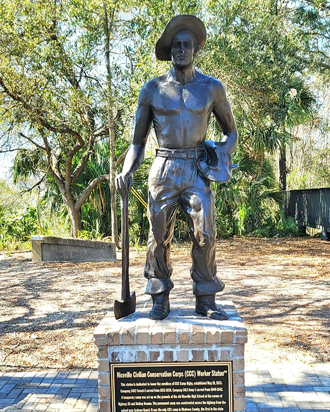 Standing tall in bronze tribute, this statue honors the hardworking CCC members who built America's treasured outdoor spaces.