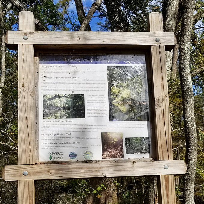 Historical markers along the trail connect visitors to the area's rich past, from Native Americans to early settlers.