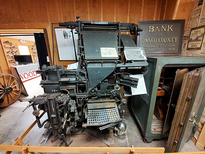 This magnificent Linotype machine made newspapers possible before digital media. The original "printing press" button, with slightly more moving parts than your laptop.