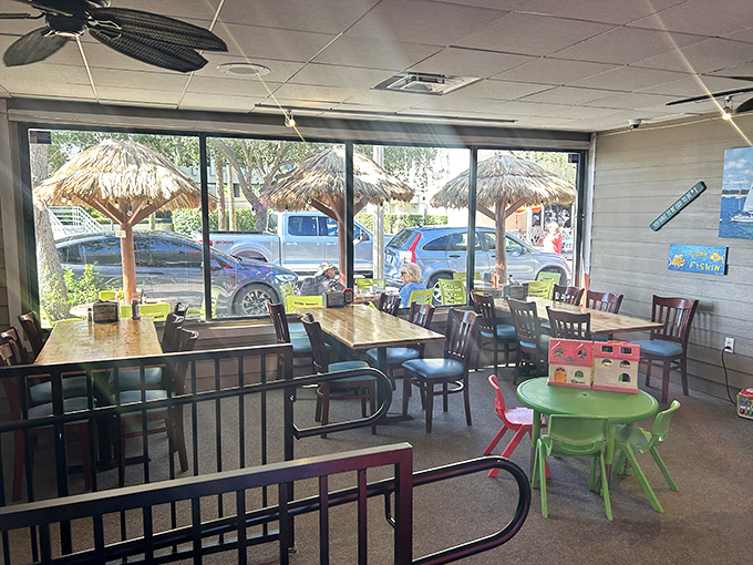 Kid-friendly dining area proves that good taste can start early, with pint-sized furniture that doesn't require a booster seat summit expedition.