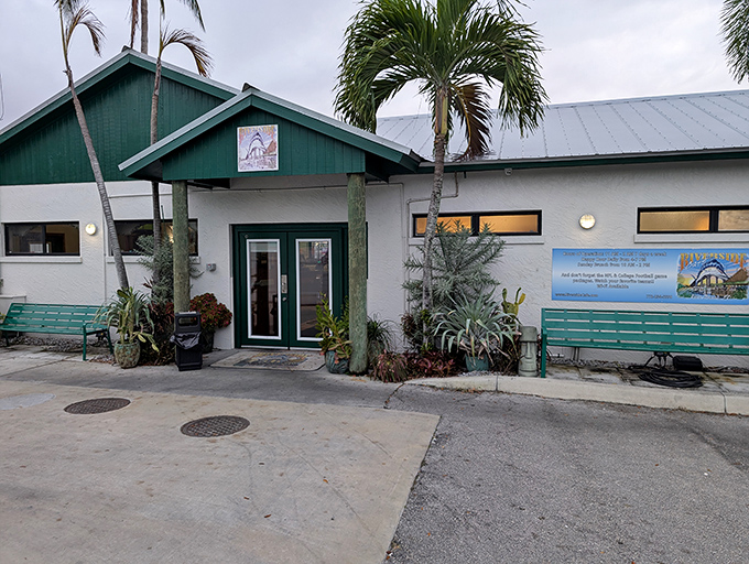 The unassuming entrance belies the waterfront wonder waiting inside &ndash; like finding a secret passage to Florida's soul behind a simple green door.