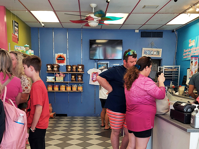 Customers line up for their sugar fix, proving that some traditions – like enjoying handmade treats on vacation – never go out of style.