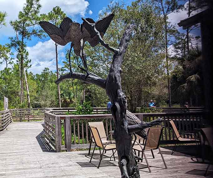 Rest stops along the boardwalk let you pause and contemplate life, or just catch your breath while pretending to contemplate life.