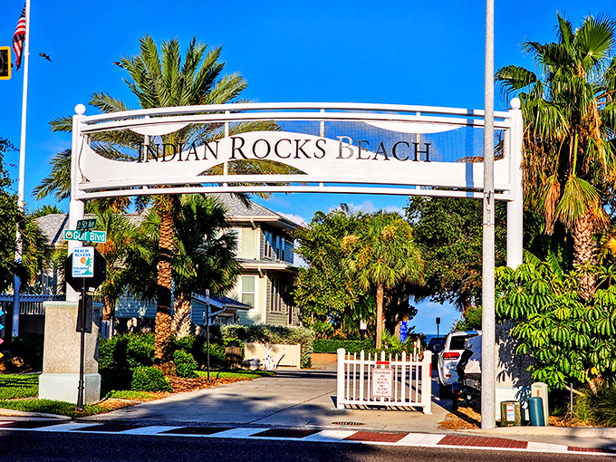 The gateway to Indian Rocks Beach welcomes visitors with a promise of palm trees, sunshine, and memories waiting to be made.