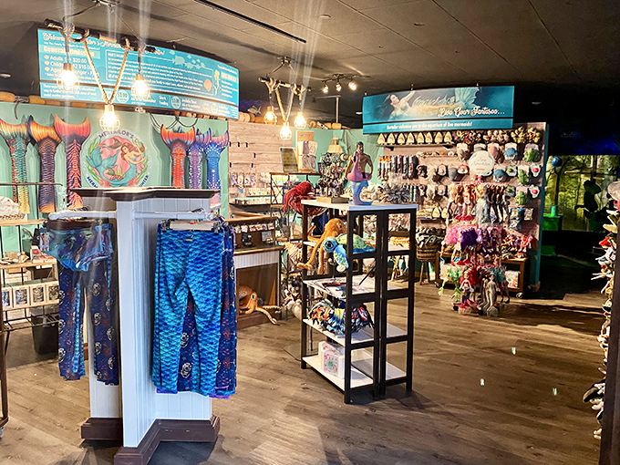 Mermaid merchandise paradise &ndash; where "just browsing" becomes "explaining to your spouse why you needed seventeen sparkly tail keychains."