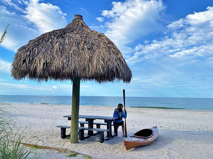 Beach tiki huts: where "office space" means sand between your toes and meetings are limited to discussing which way the dolphins went.