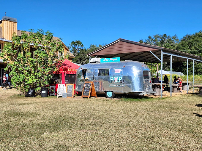 Vintage trailers and colorful tents serve up treats that taste even better after a day of farm exploration.