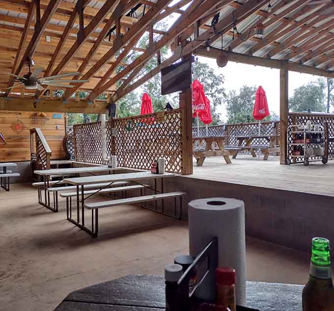 The covered outdoor patio offers the perfect spot to enjoy your seafood feast while soaking up that Florida sunshine.