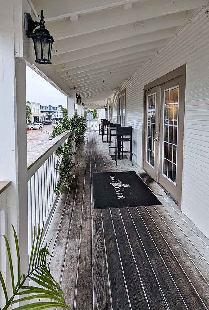The wraparound porch provides outdoor seating that makes you want to linger long after your plate is empty.