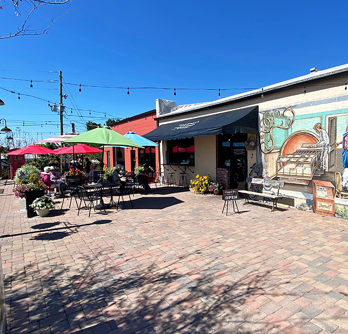 Murals make perfect backdrops for Lake Placid's charming outdoor dining spaces, where art appreciation comes with a side of local cuisine.
