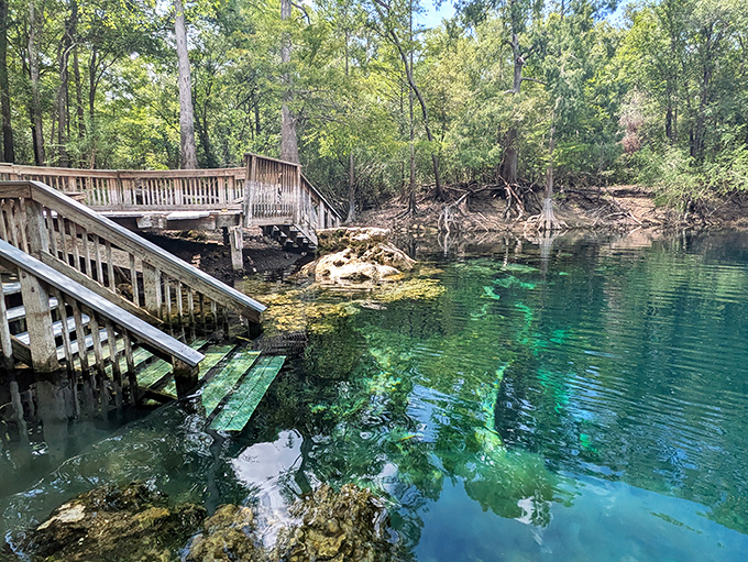 Another angle of the spring reveals depths so clear you'll wonder if someone secretly replaced water with liquid crystal.