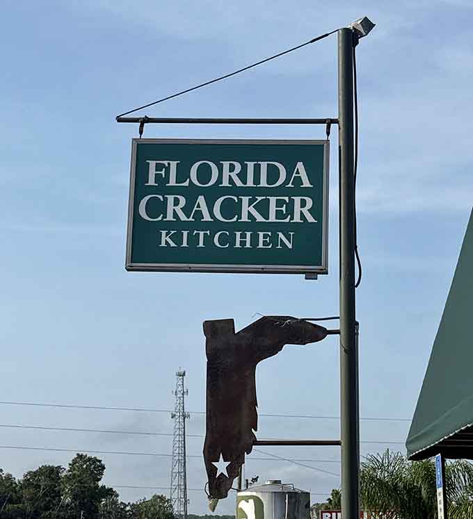 The sign outside doesn't need fancy graphics or neon lights, just a clear message about what awaits inside: authentic Florida Cracker cooking.