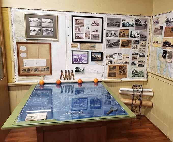 Interactive displays help visitors understand how Umatilla's geography influenced its development and connected it to the wider world.