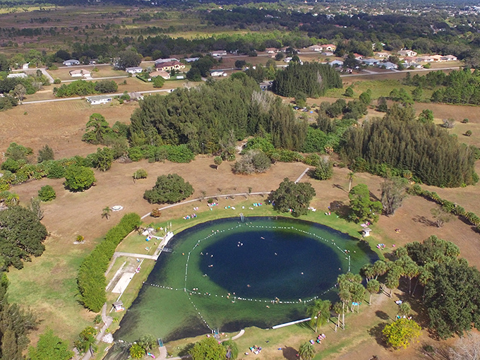 From above, the perfect circle of turquoise water looks like a gemstone set into Florida's landscape, a natural treasure hiding in plain sight.