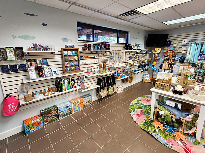 The gift shop offers treasures that educate and inspire, where every purchase helps support conservation efforts.