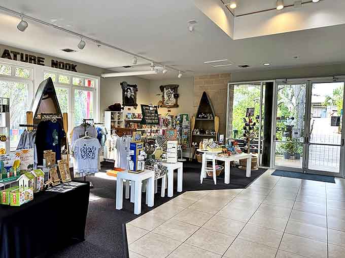 The Nature Nook offers souvenirs that actually mean something, from field guides to eco-friendly gifts that extend your learning beyond the visit.