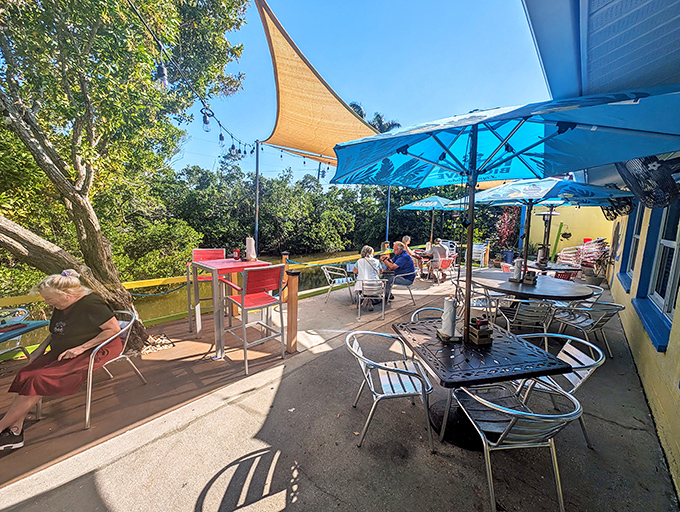 The outdoor deck offers al fresco dining with gentle breezes and views that remind you why waterfront restaurants hold special magic.