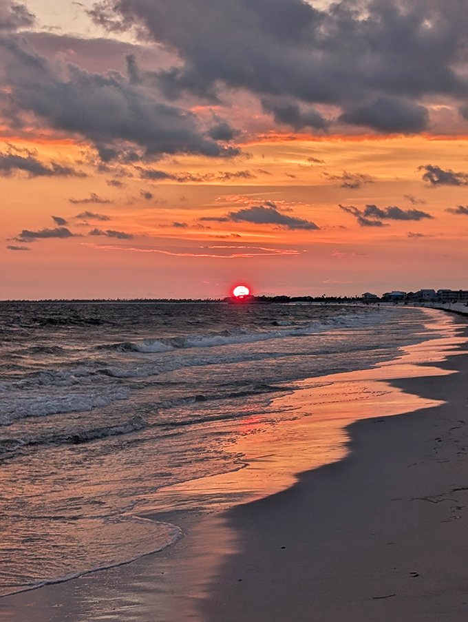 The sun dips below the horizon in a final blaze of glory, bidding goodnight to another perfect day.