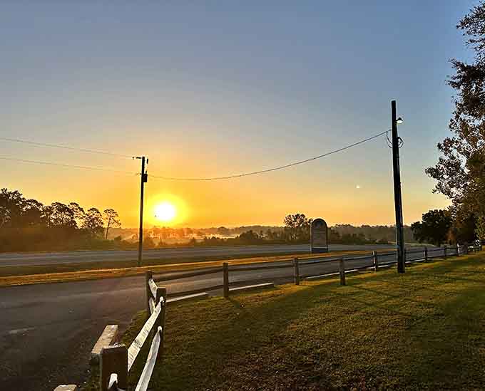 Sunset views from Britton Hill paint the sky in warm colors, proving that you don't need dramatic elevation to witness nature's daily masterpiece over the Florida Panhandle.