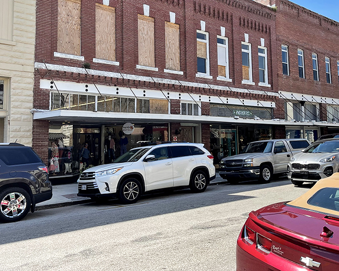 Boarded windows on this historic building tell stories of resilience through Florida's storms, standing ready for the next chapter in Arcadia's ongoing story.