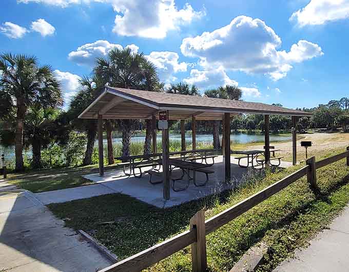 Lakeside pavilions provide the perfect spot for picnics where the entertainment is free and the views are priceless.