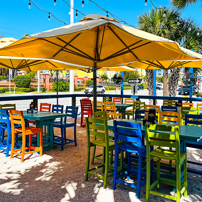 Rainbow-colored chairs that match the Keys' vibrant personality. This outdoor seating isn't just functional &ndash; it's a mood-lifting experience.