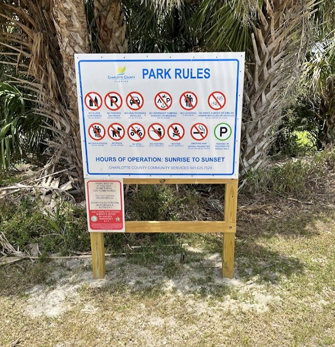 The most polite way nature says "Don't be a jerk" &ndash; park rules ensuring everyone gets to enjoy this slice of paradise.