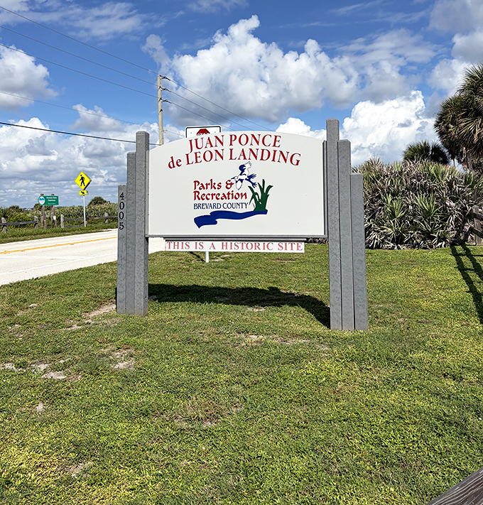 The entrance sign stands as a humble gateway to an extraordinary historical site&mdash;no flashy billboards needed when you've got authentic history.