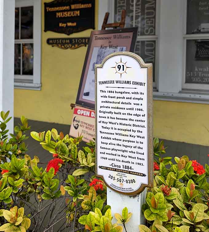 The historical marker outside tells passersby that this 1884 bungalow houses something special, inviting them to discover the legacy of a playwright who made Key West his home.