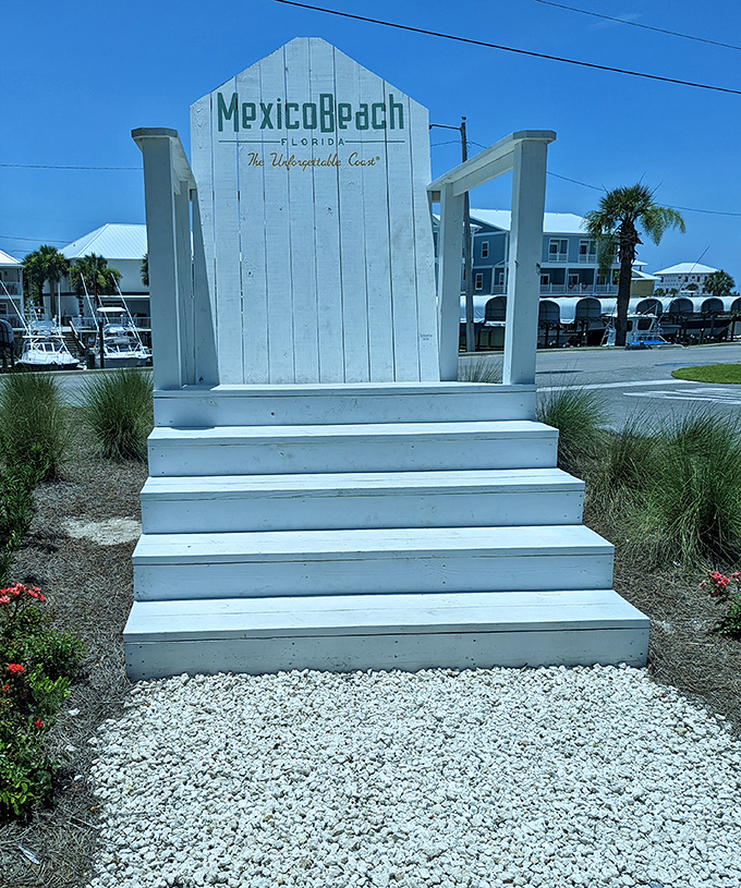 This oversized Adirondack chair isn't just beach furniture &ndash; it's Mexico Beach's invitation to sit back, relax, and remember what vacation feels like.