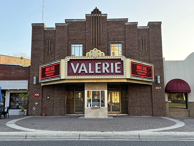Morning sunlight highlights the Valerie's architectural details, a reminder that some treasures are hiding in plain sight in small-town America.