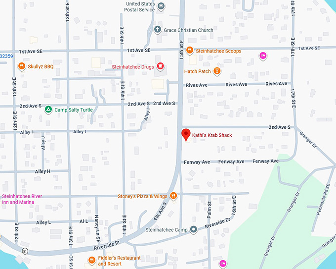 16. kathi's krab shack, steinhatchee map