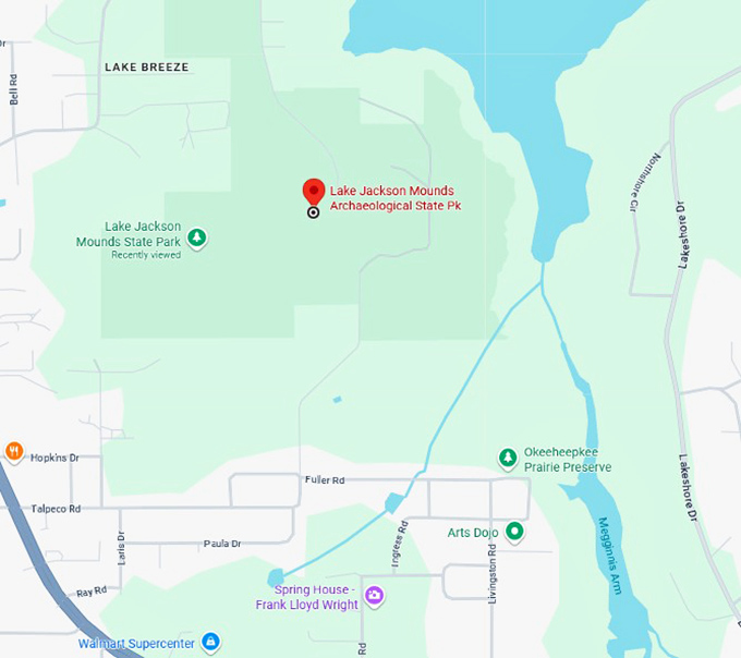 16. lake jackson mounds archaeological state park map