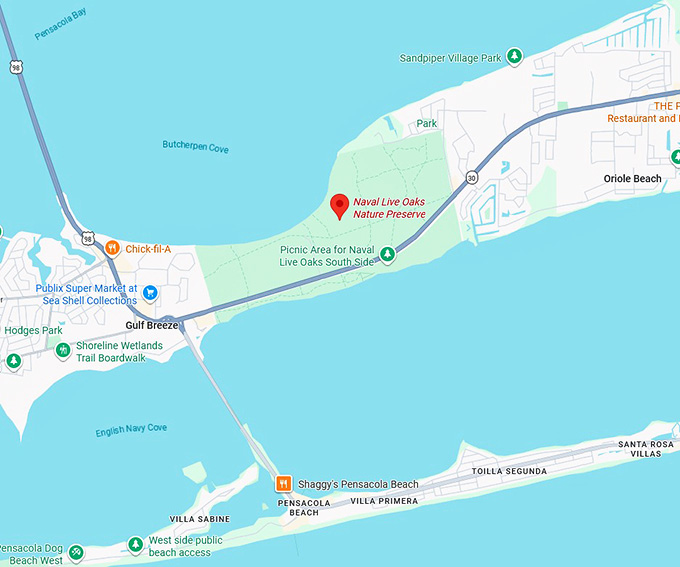 16. naval live oaks nature preserve map