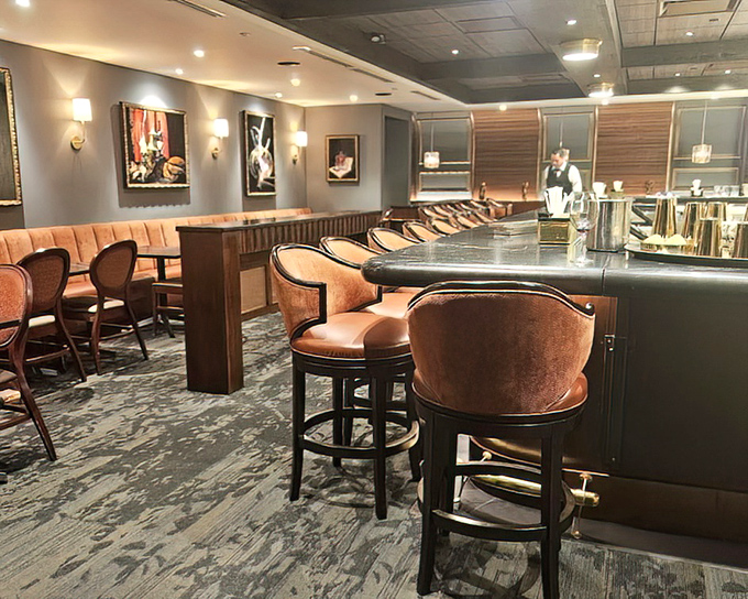 The elegant bar area showcases the old-school luxury that has made Bern's Florida's premier special occasion restaurant.