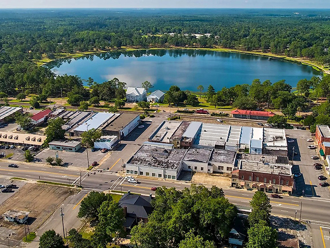 Perfect circle! DeFuniak Springs' remarkable round lake mirrors the sky like nature's reminder of unique beauty.