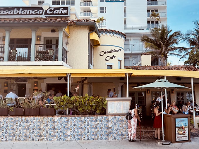 Casablanca Cafe's outdoor seating offers the perfect blend of historic charm and oceanfront views, just steps from Fort Lauderdale Beach.