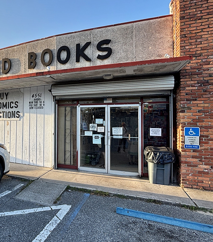 That iconic sign promises "NEW & USED BOOKS" but fails to mention the time-bending vortex of literary wonders you're about to enter.