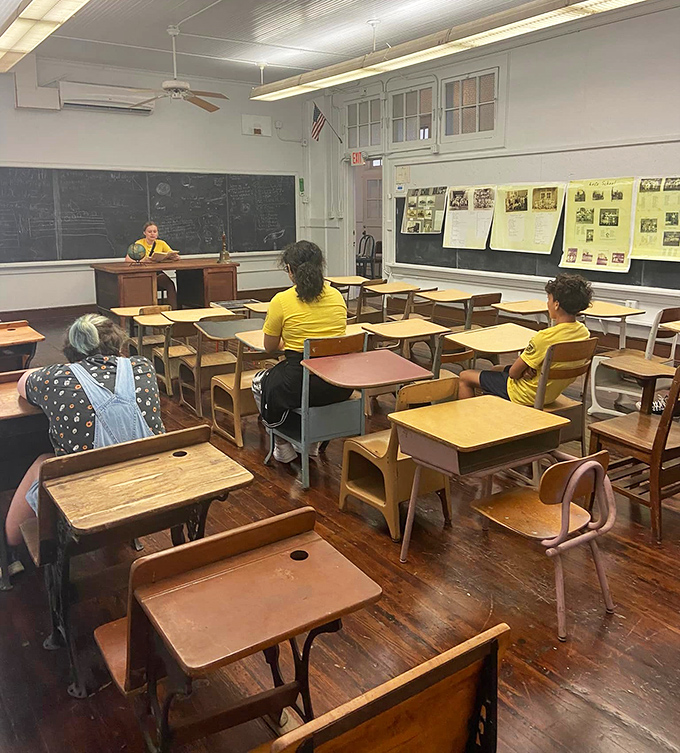 Step back in time in this preserved classroom where wooden desks and chalkboards whisper stories of lessons long past.