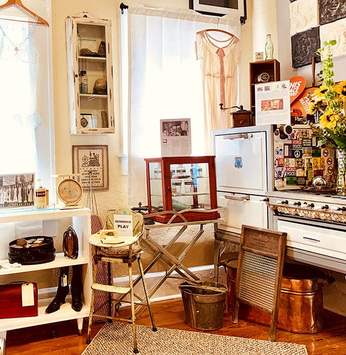 Vintage kitchen displays transport you straight to grandma's house, minus the guilt about not visiting enough.