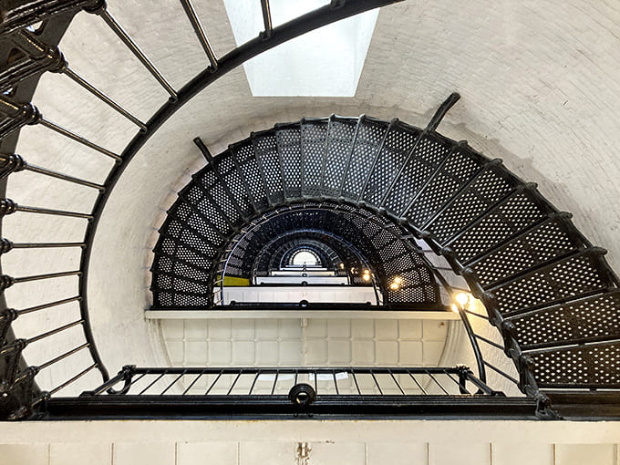 This dizzying spiral staircase is like a StairMaster designed by history buffs, 219 steps of pure "why did I skip leg day?"